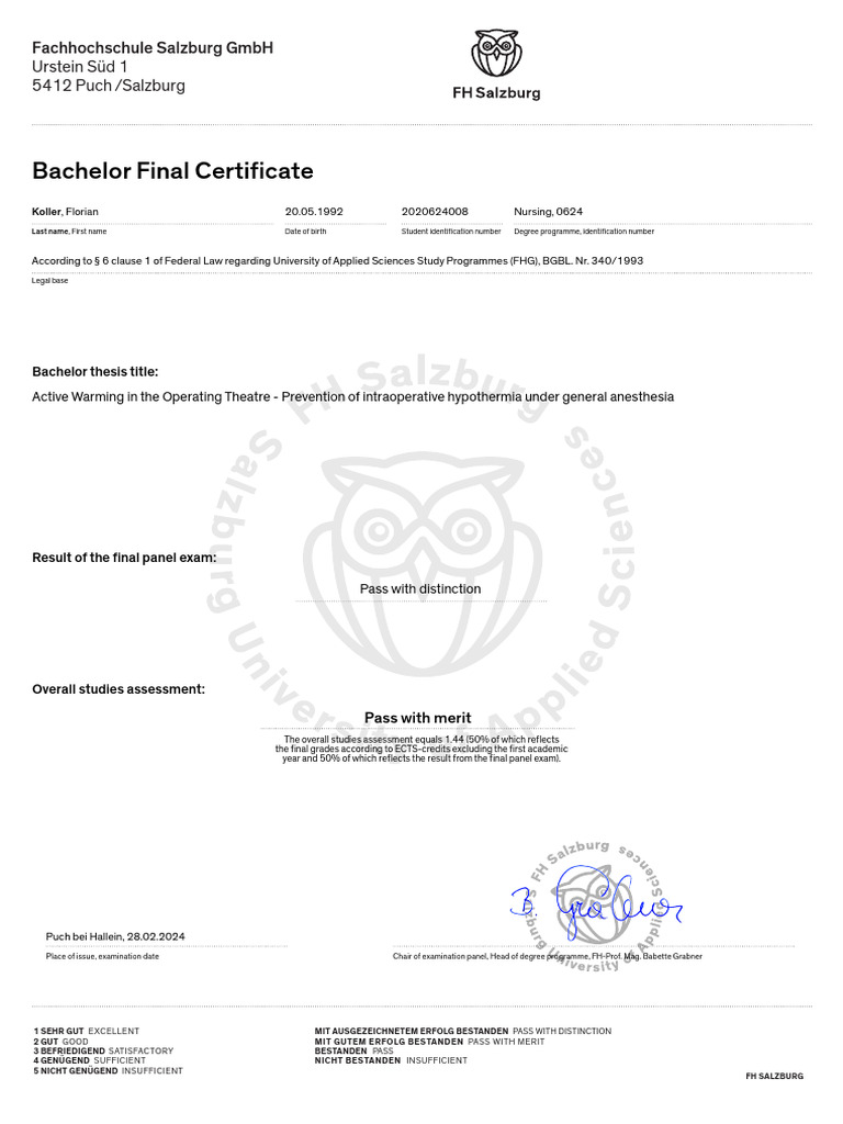 Bachelor Certificate in Nursing - Koller | PDF