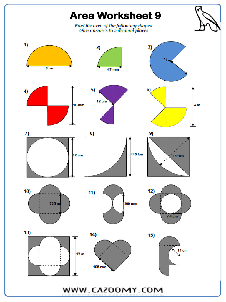 Area of Circle Final Worksheet | PDF