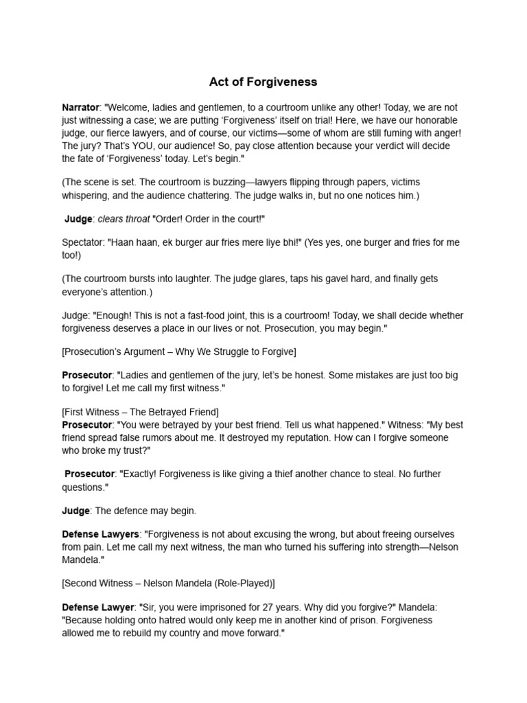 Scene - A Mock Trial Courtroom | PDF | Forgiveness | Courtroom