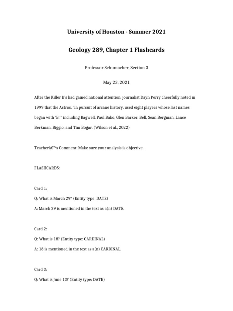 Geology 289 Chapter 1 Flashcards | PDF