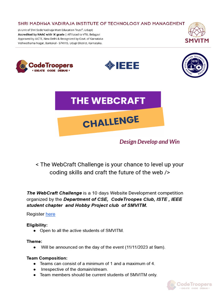 The WebCraft Challenge | PDF