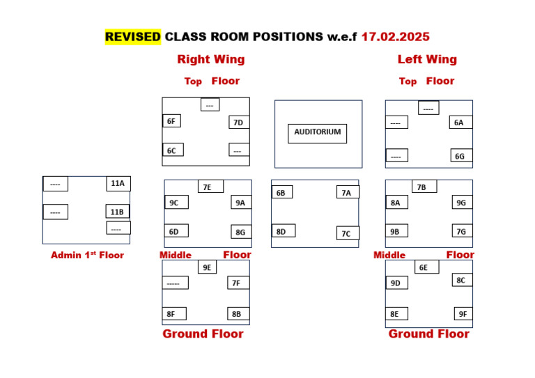 Revised Class Rooms W.E.F 17th February 2025 | PDF