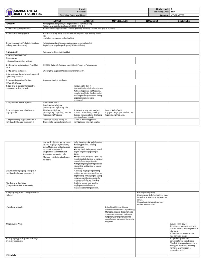DLL - Esp 5 - Q4 - W3 | PDF