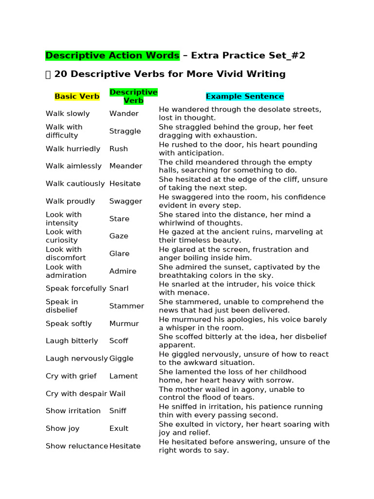 Descriptive Words_Practice #2 | PDF