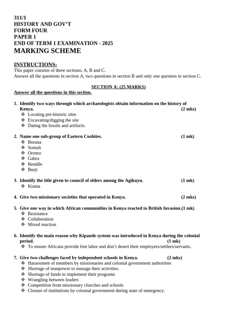 History & Government f4 Pp1 Ms | PDF | Taxes | Kenya
