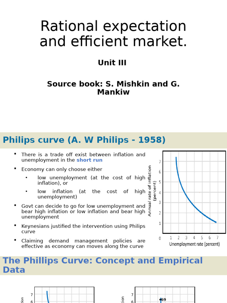 Rational Expectation and Efficient Market.: Unit III Source Book: S. Mishkin and G. Mankiw | PDF