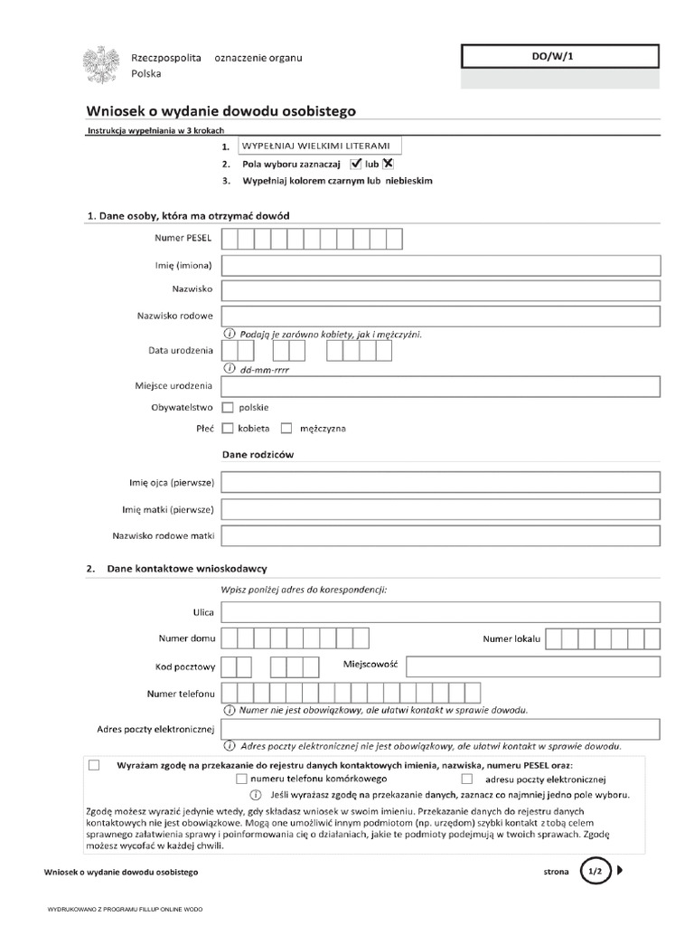 WoDO Wniosek o Wydanie Dowodu Osobistego51580 | PDF