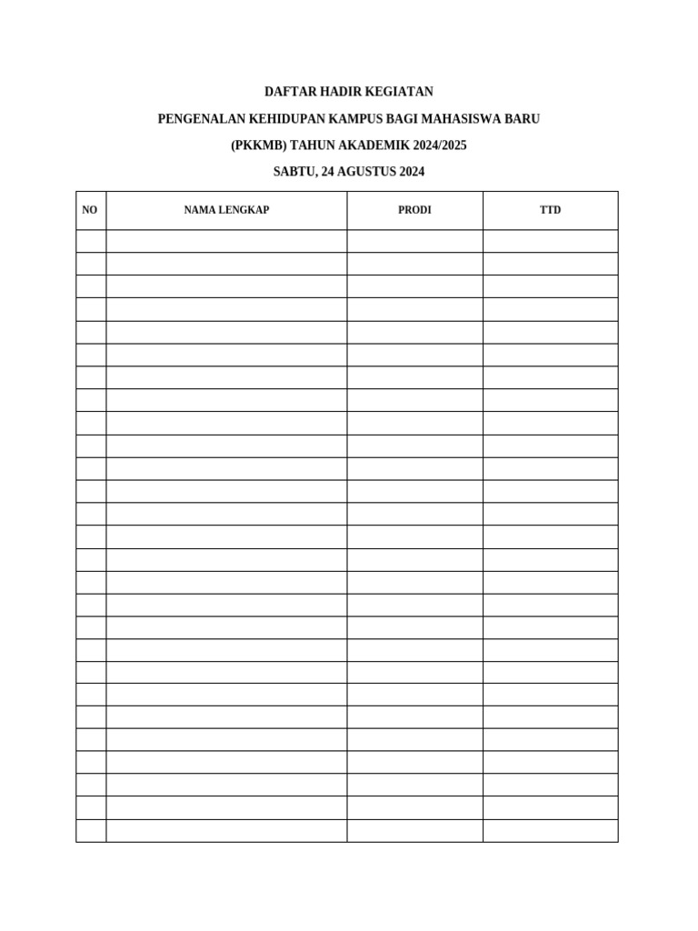 Daftar Hadir Kegiatan | PDF