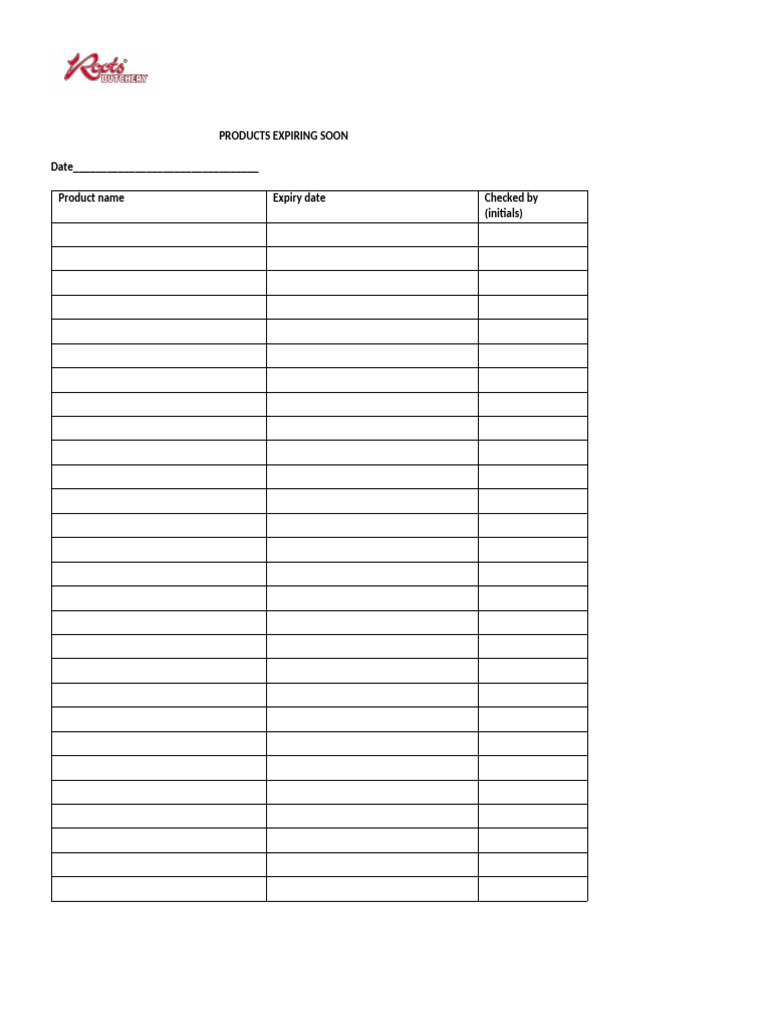 Products Expiring Soon Sheet Log | PDF