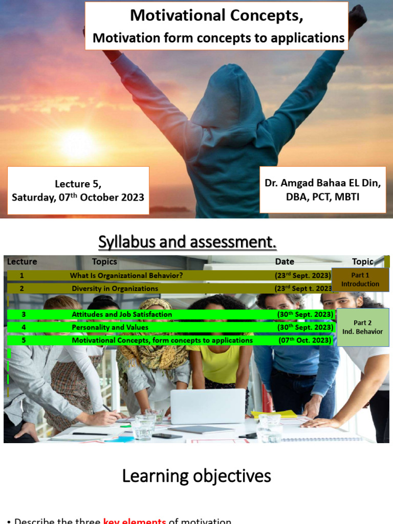 Lecture 5, Saturday, 07th October 2023 - AAMBFS | PDF | Motivation ...