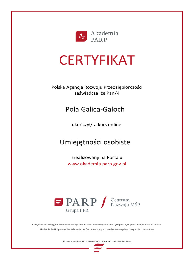 Certyfikat | PDF
