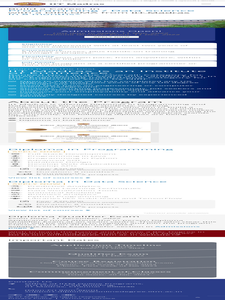 IIT Madras Diploma Program | PDF