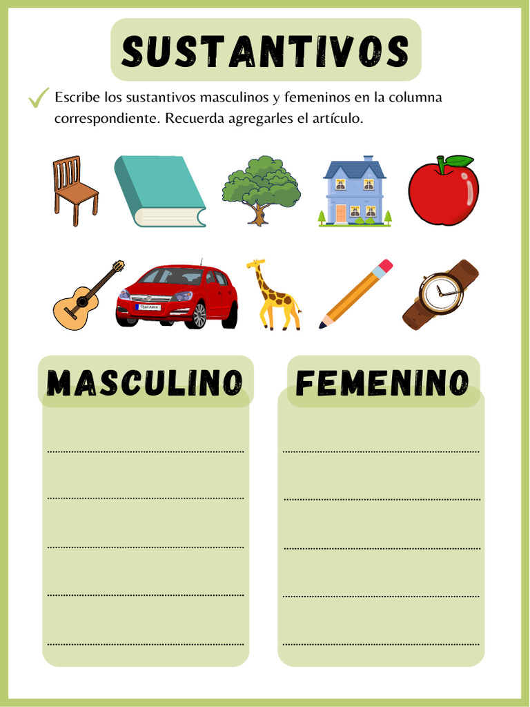Sustantivos Femeninos y Masculinos | PDF