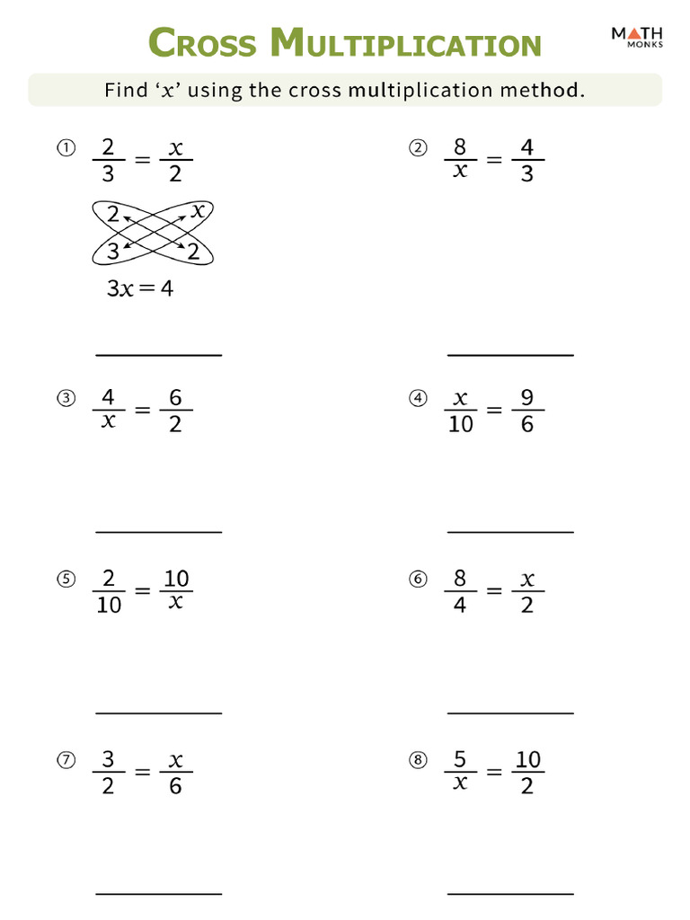 Cross Multiplication Worksheets 3rd Grade | PDF