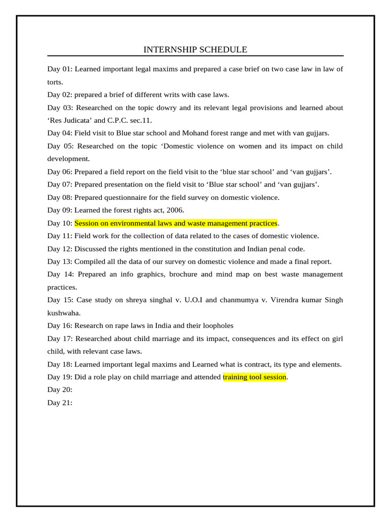 Internship Schedule | PDF