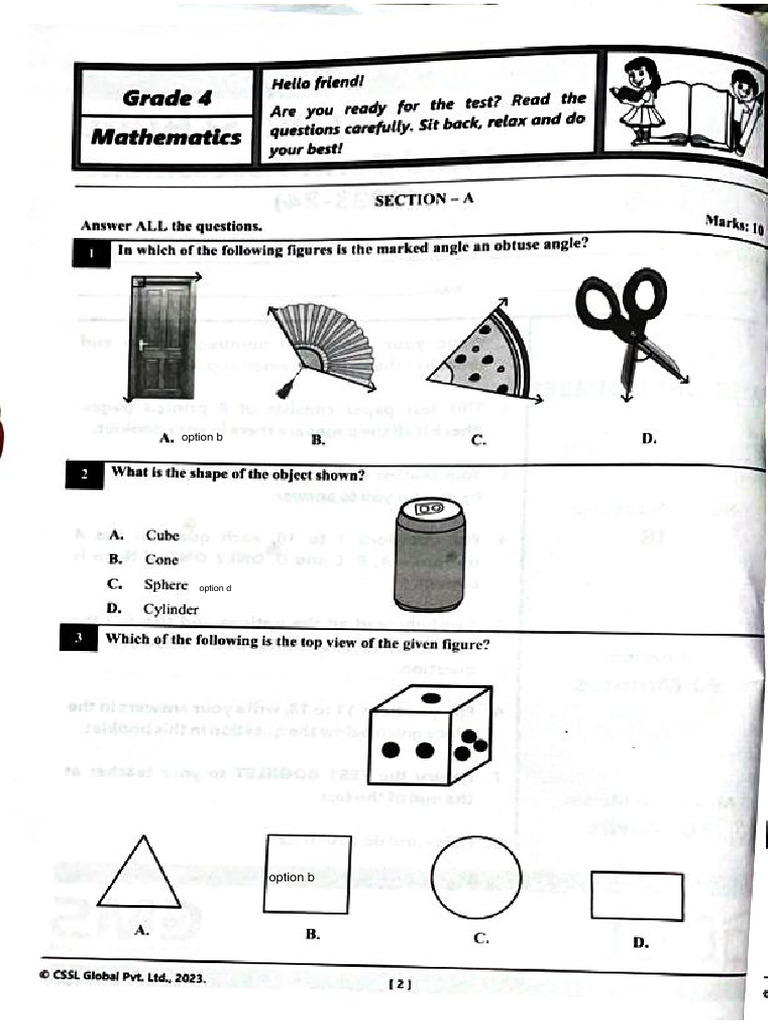 Maths Mid Term 2 Class 4 | PDF
