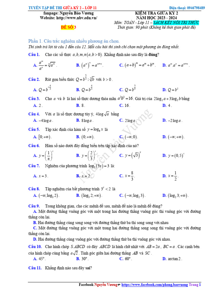 ĐỀ 3 - GK2 - KNTT 11 | PDF