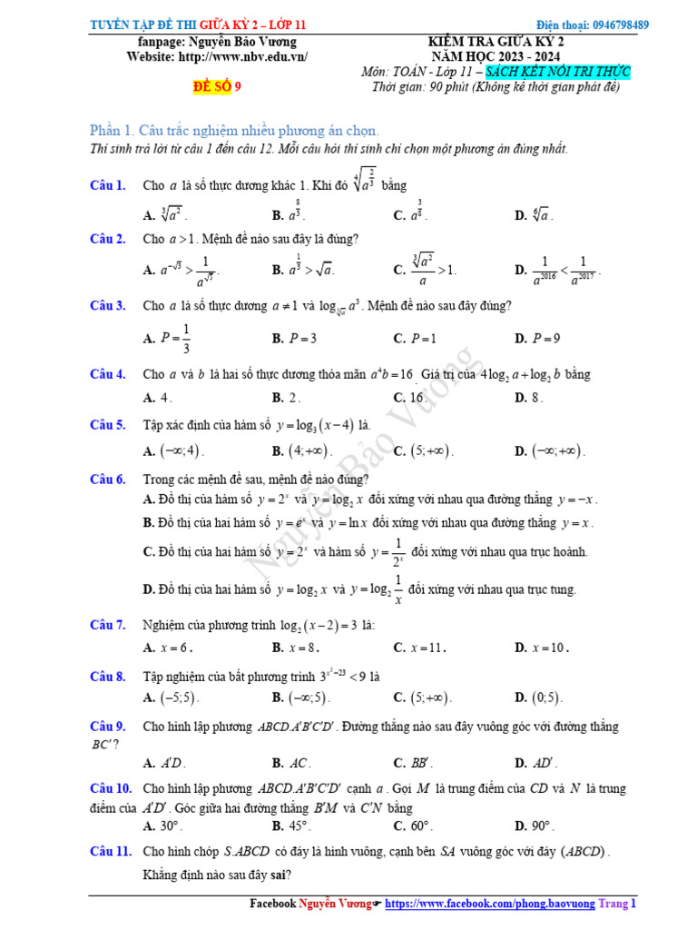 ĐỀ 9 - GK2 - KNTT 11 | PDF