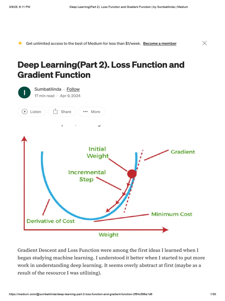Deep Learning (Part 2) - Loss Function and Gradient Function - by Sumbatilinda - Medium | PDF ...