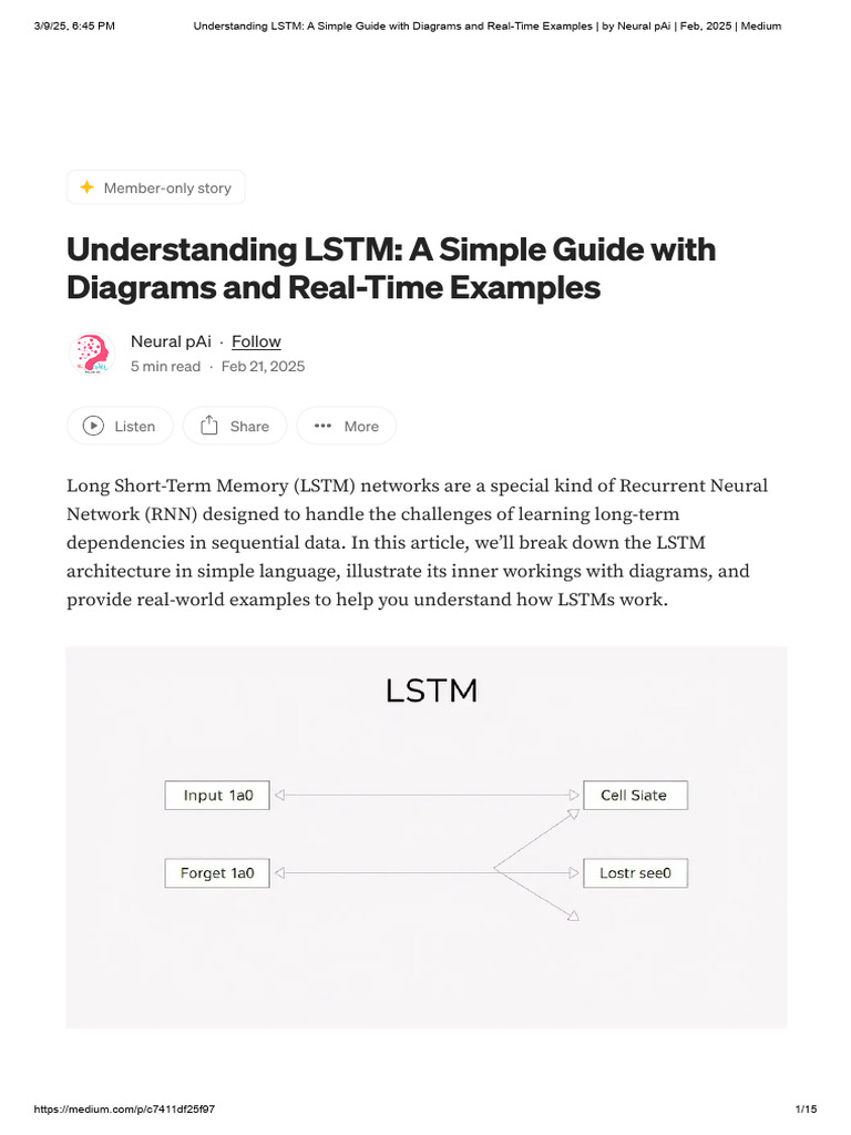 Understanding LSTM - A Simple Guide With Diagrams and Real-Time Examples - by Neural Pai - Feb ...
