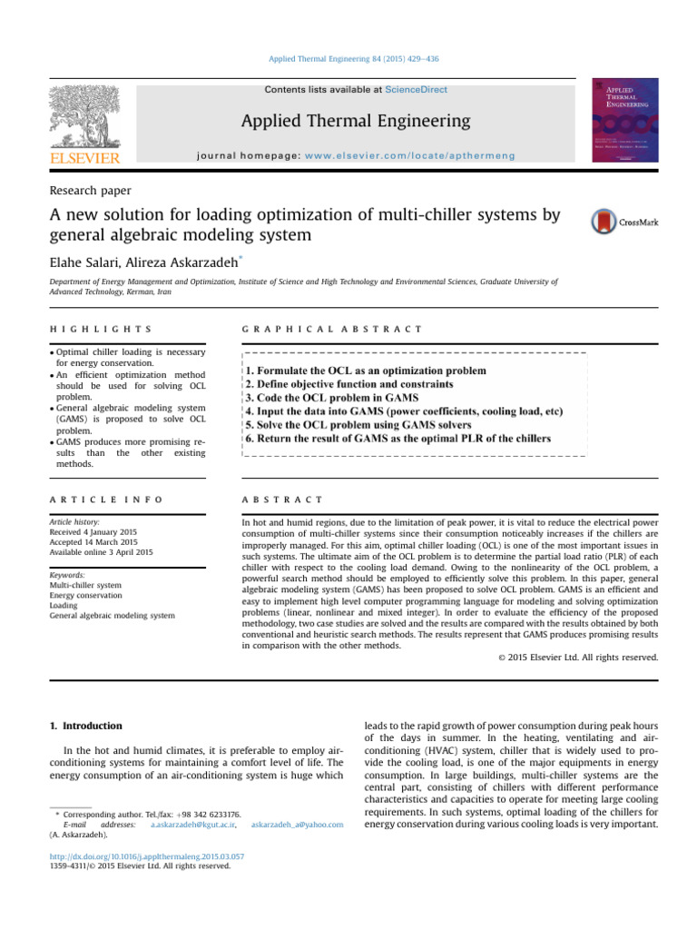 A New Solution For Loading Optimization of Multi Chiller Systems | PDF | Mathematical ...