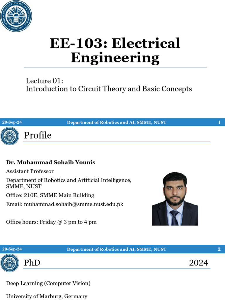 EE - Lec 01 - Introduction | PDF | Voltage | Electric Charge
