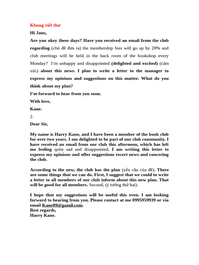 Writing Letters for Club Concerns | PDF | Meal
