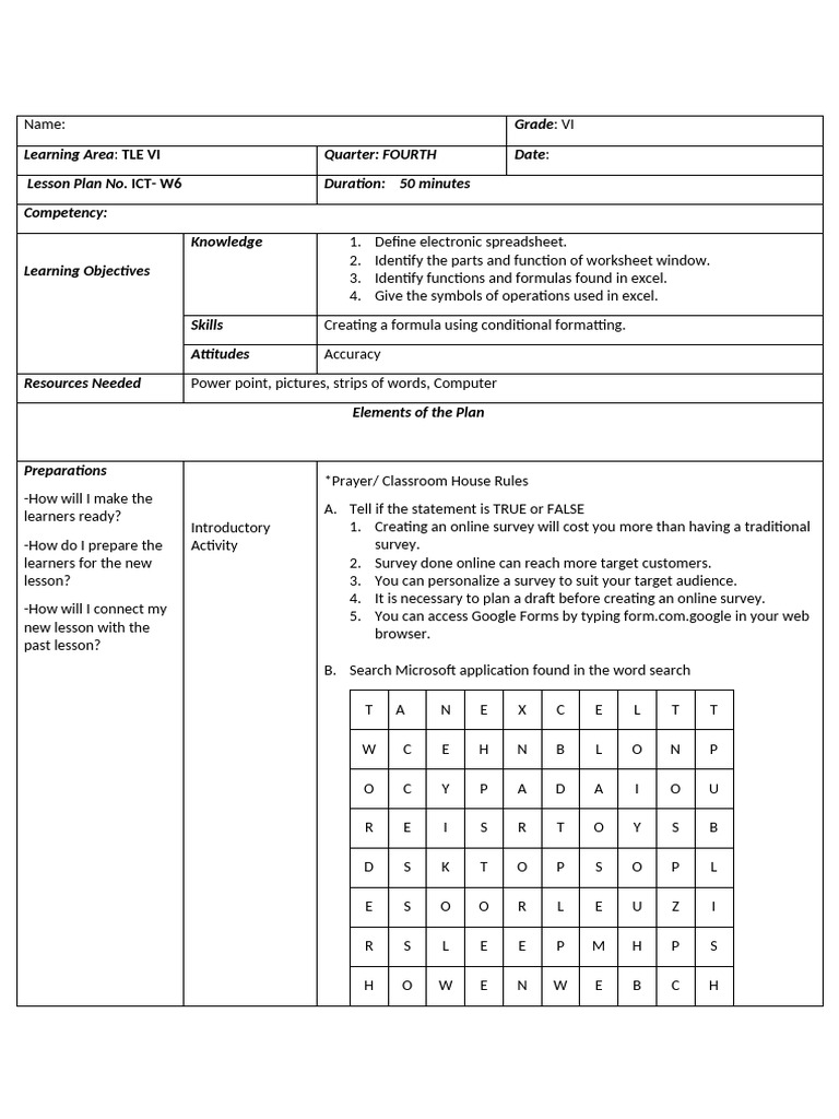 Iplan in ICT Week 6 Analyzing Information Through ICT | PDF | Spreadsheet | Microsoft Excel