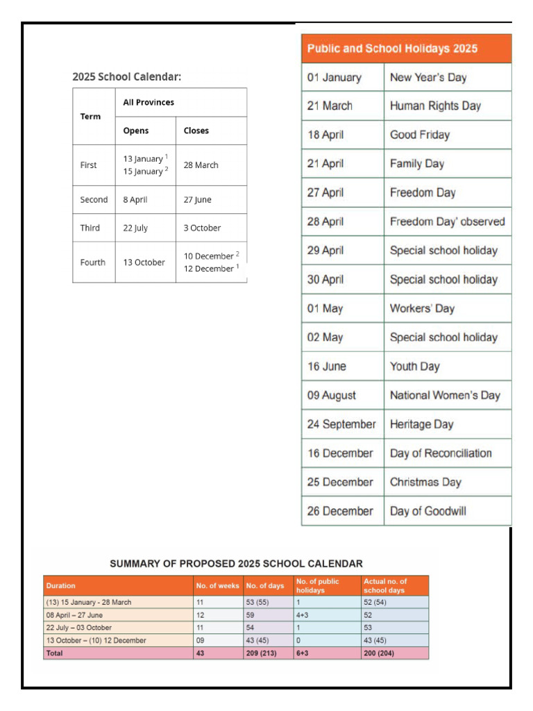 School Calendar 2025 | PDF