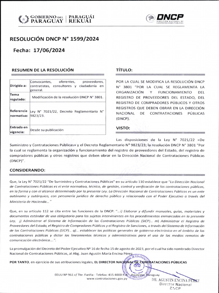 Res DNCP 1599 24 | PDF | Justicia | Crimen y violencia