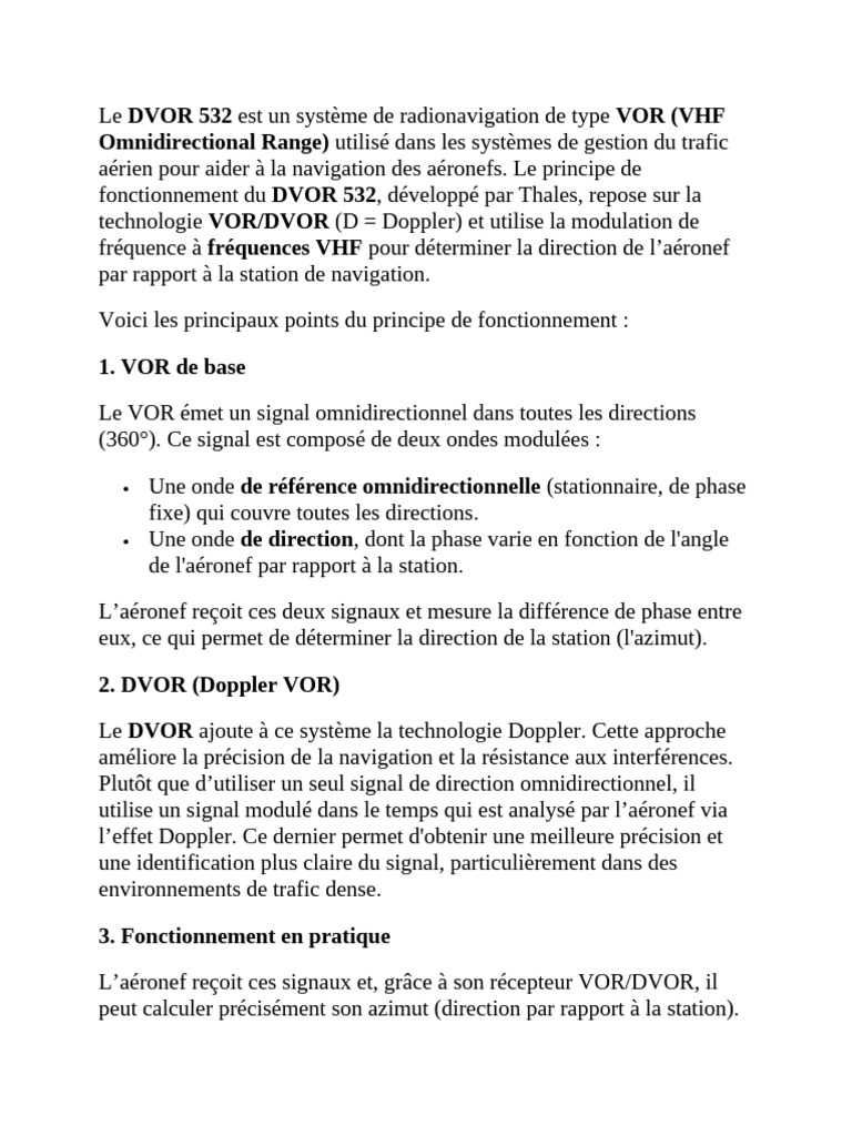 Le DVOR 532 Est Un Système de Radionavigation de Type VOR | PDF | Effet ...