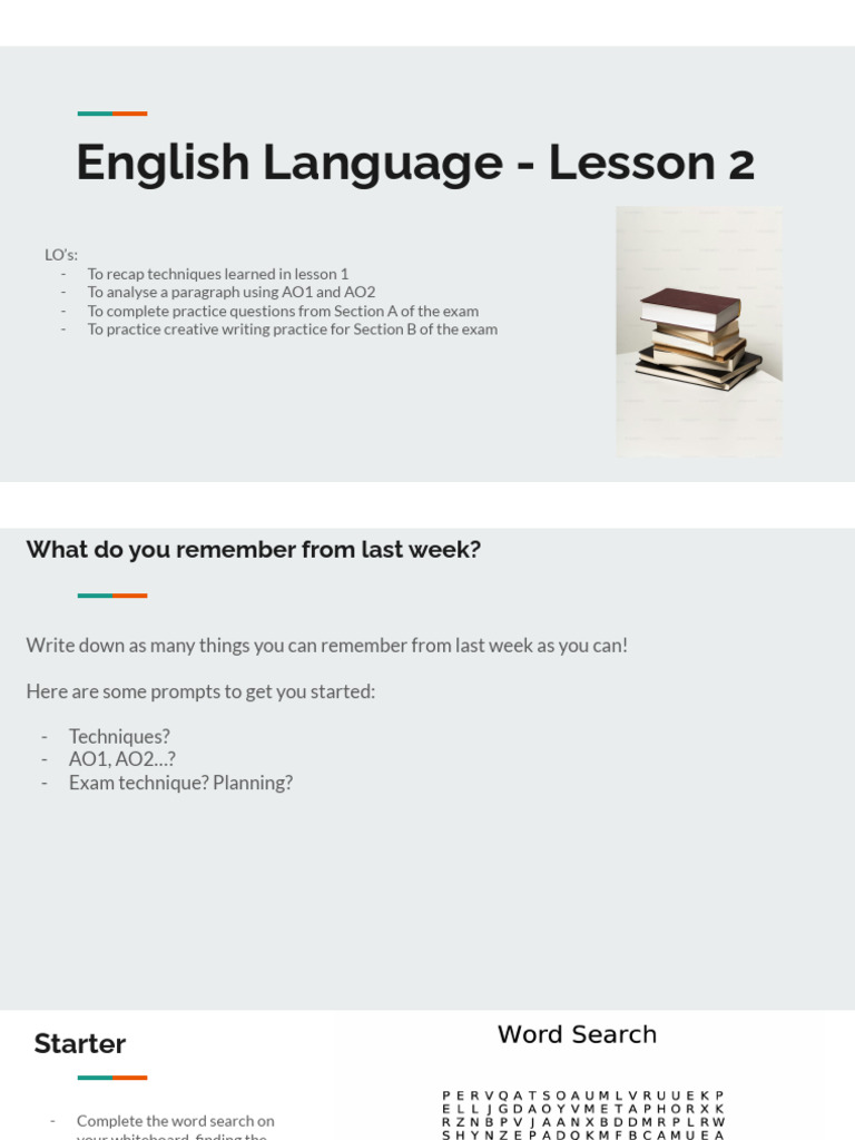 English Language - Lesson 2 | PDF | Linguistics | Grammar