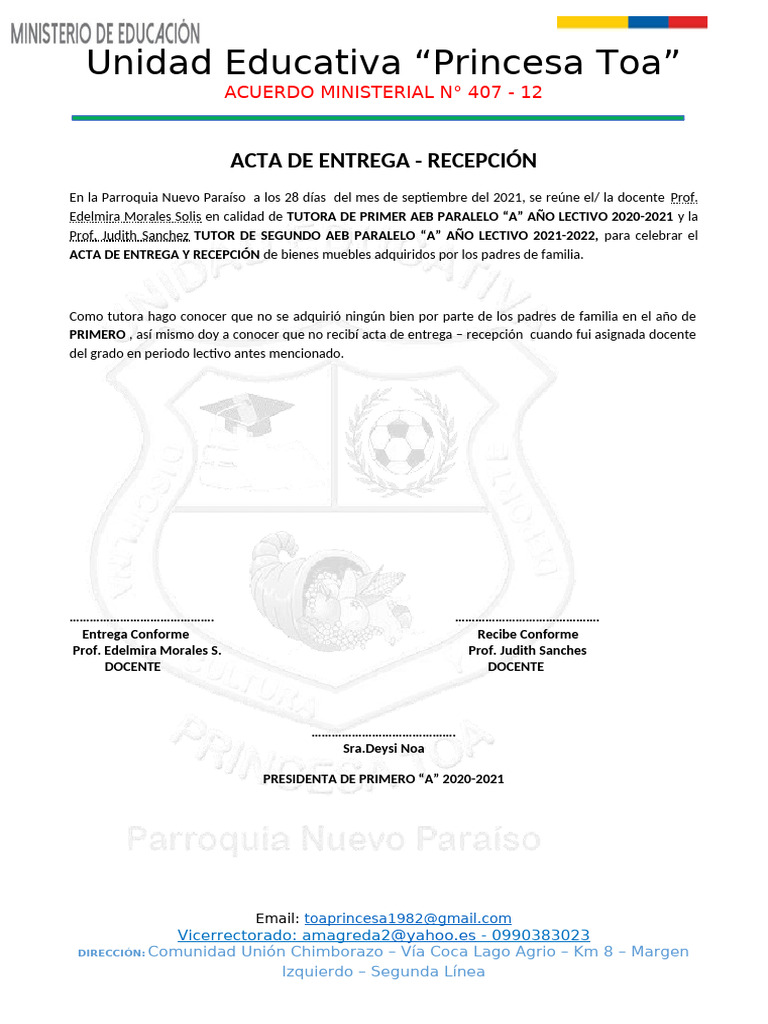ACTA DE ENTREGA - RECEPCION. - copia | PDF