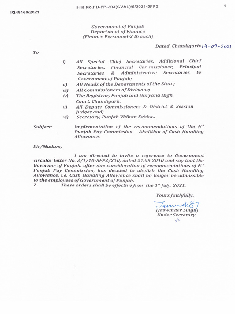 6th-CPC-abolition-of-cash-handling-allowance-dated-14-09-2021 | PDF