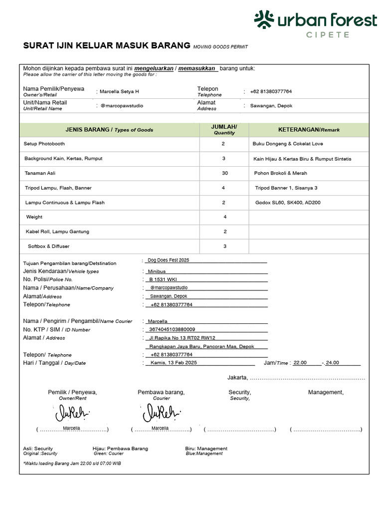 Form Ijin Keluar Masuk Barang | PDF