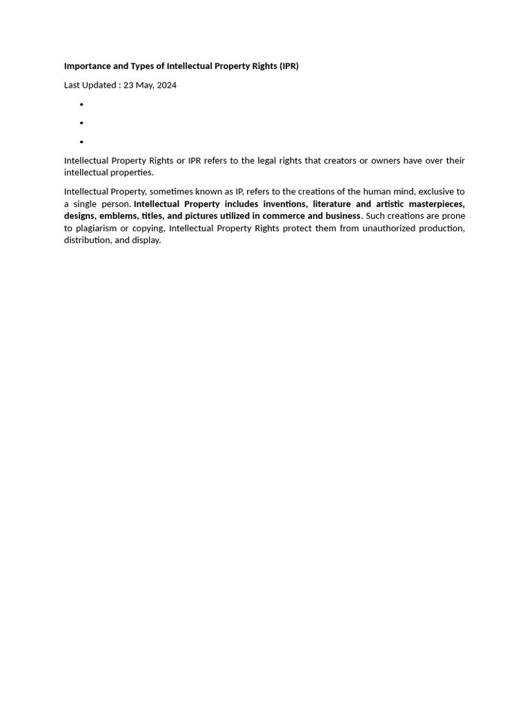 Importance and Types of IPR Explained | PDF | Intellectual Property ...
