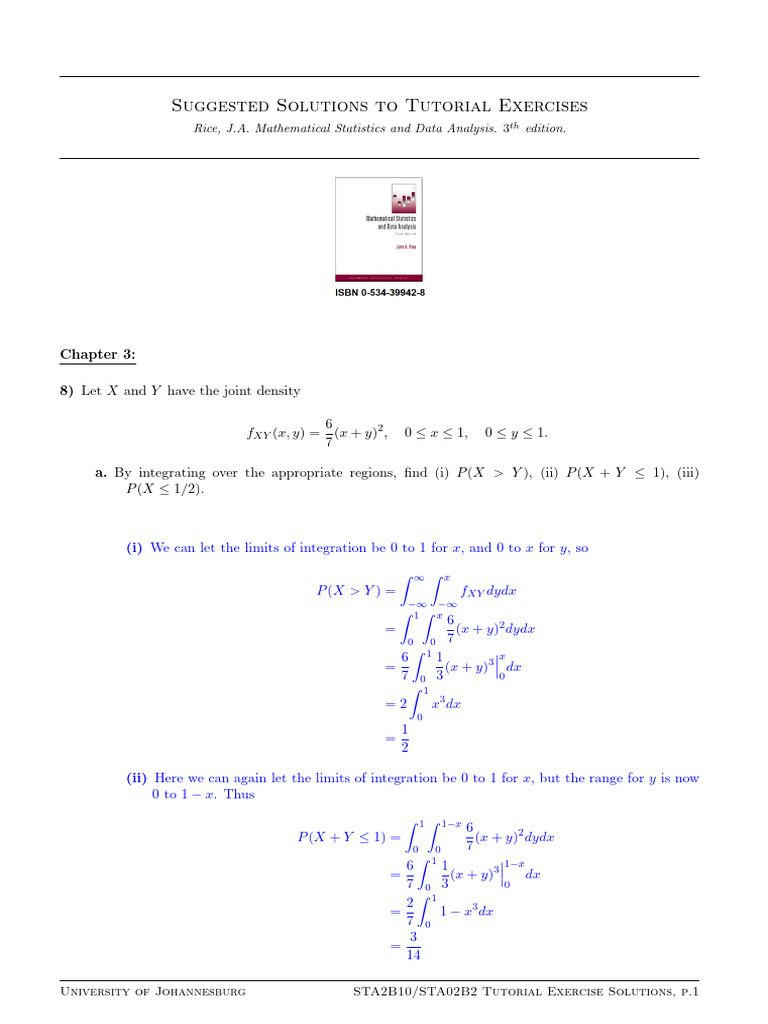 STA02A2 - Tutorial 3 - Solutions | PDF | Statistics | Statistical Analysis