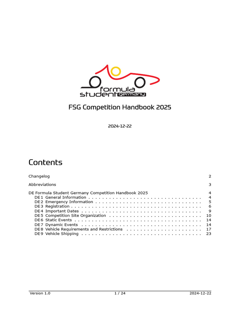 FSG Competition Handbook 2025 | PDF