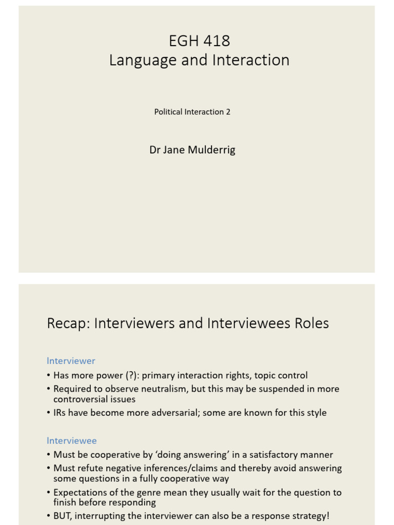 EGH 418 Political Interaction 2 | PDF | Question | Human Communication