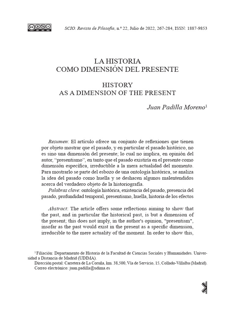 Juan Padilla Moreno - La Historia Como Dimension Del Presente | PDF ...