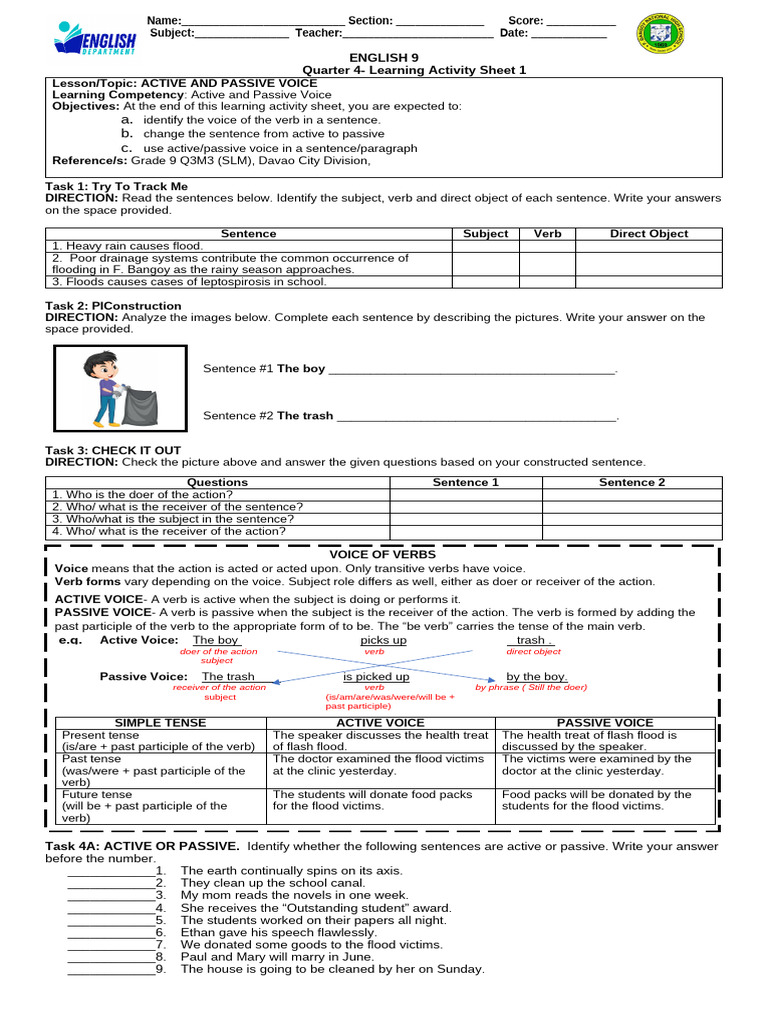 LAS-PASSIVE-AND-ACTIVE-V2 | PDF | Verb | Subject (Grammar)
