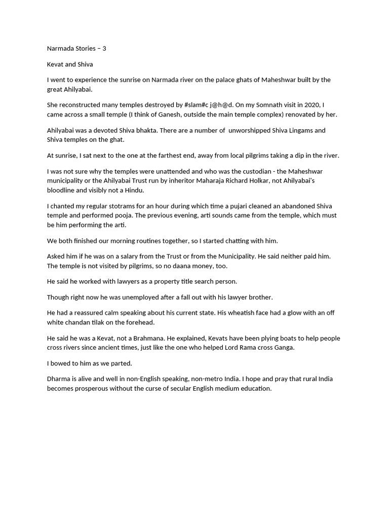 Narmada Stories Kevat and Shiva | PDF