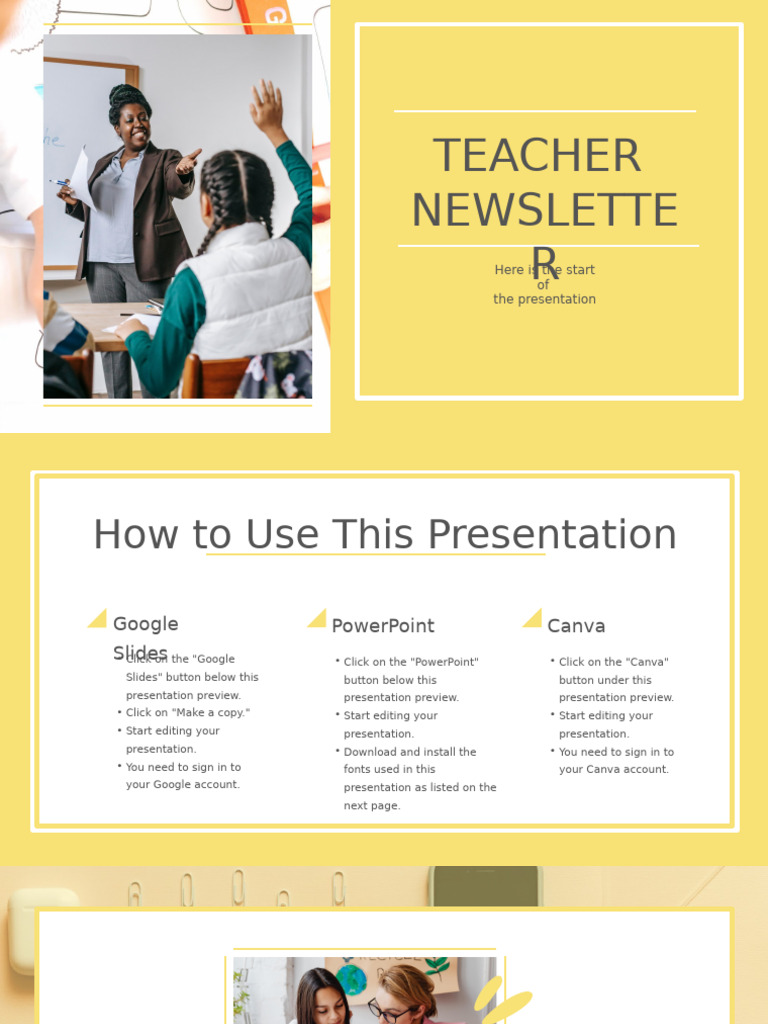 Yellow and Grey Teacher Newsletter Presentation | PDF | Microsoft Power ...