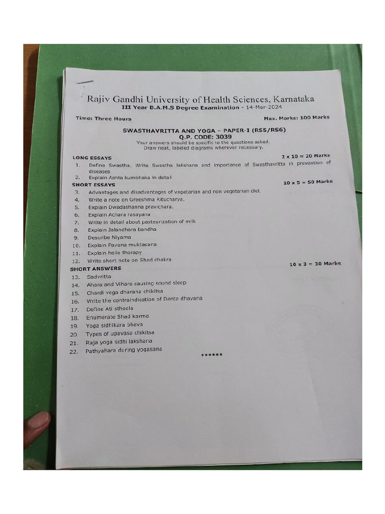 3rd Year Question Paper | PDF