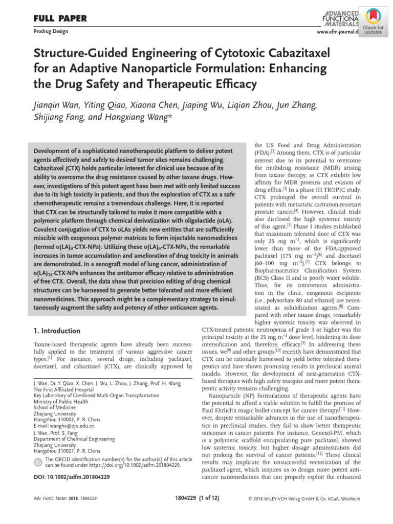 Structure-Guided Engineering of Cytotoxic Cabazitaxel | PDF ...