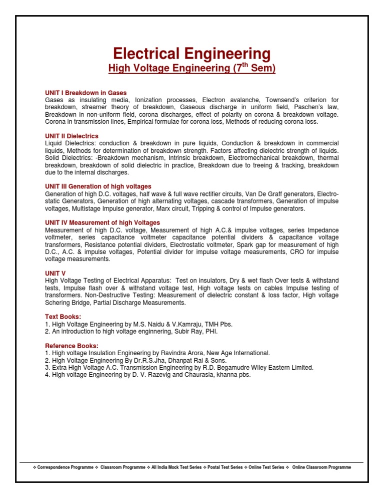Hve Syllabus | PDF | Electrical Breakdown | High Voltage
