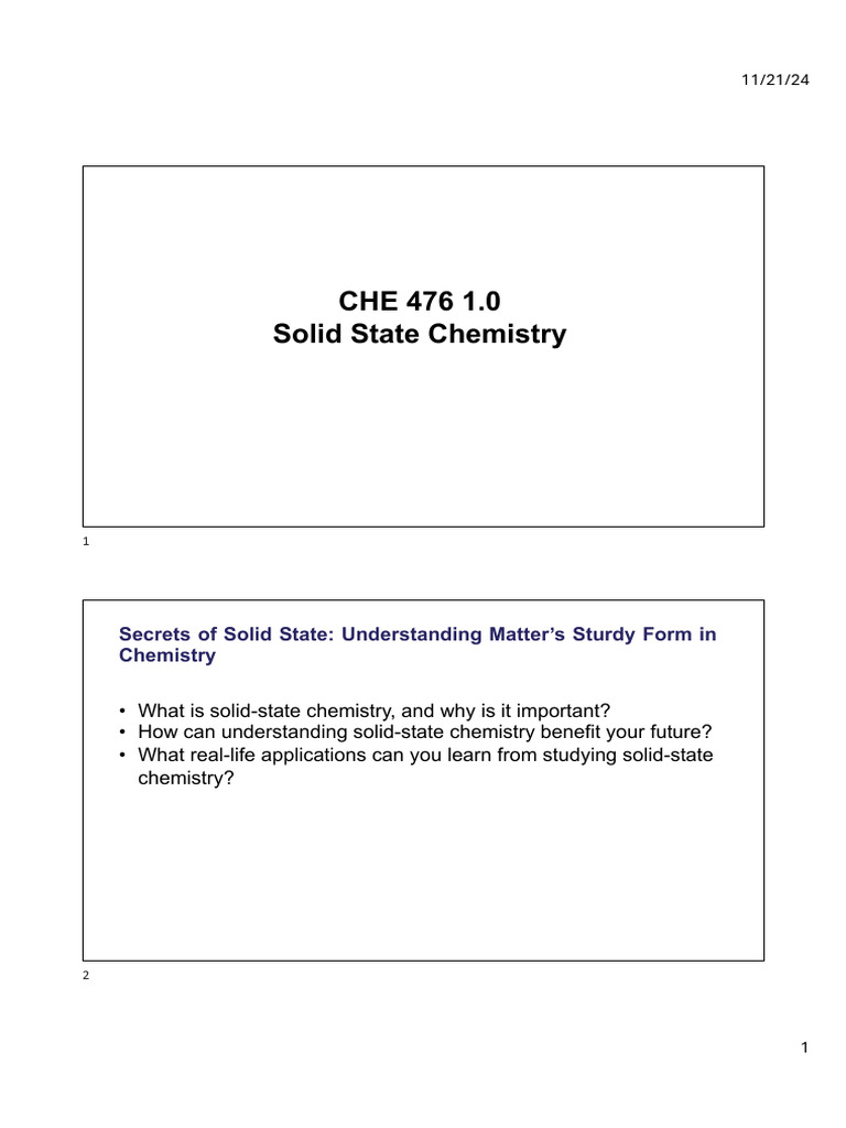 1 Solid State Chemistry 1 | PDF