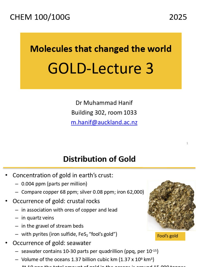 2025 CHEM100 100G L3 Gold - Extraction | PDF | Gold | Gold Mining