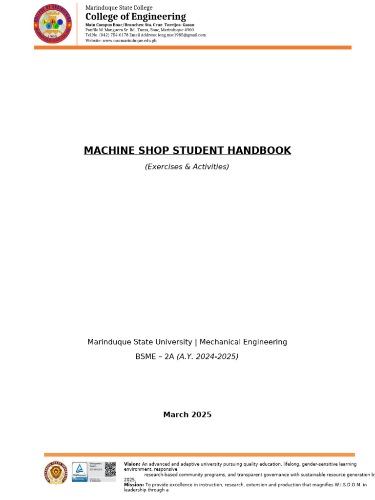 MACHINE SHOP STUDENT HANDBOOK Final | PDF | Welding | Construction