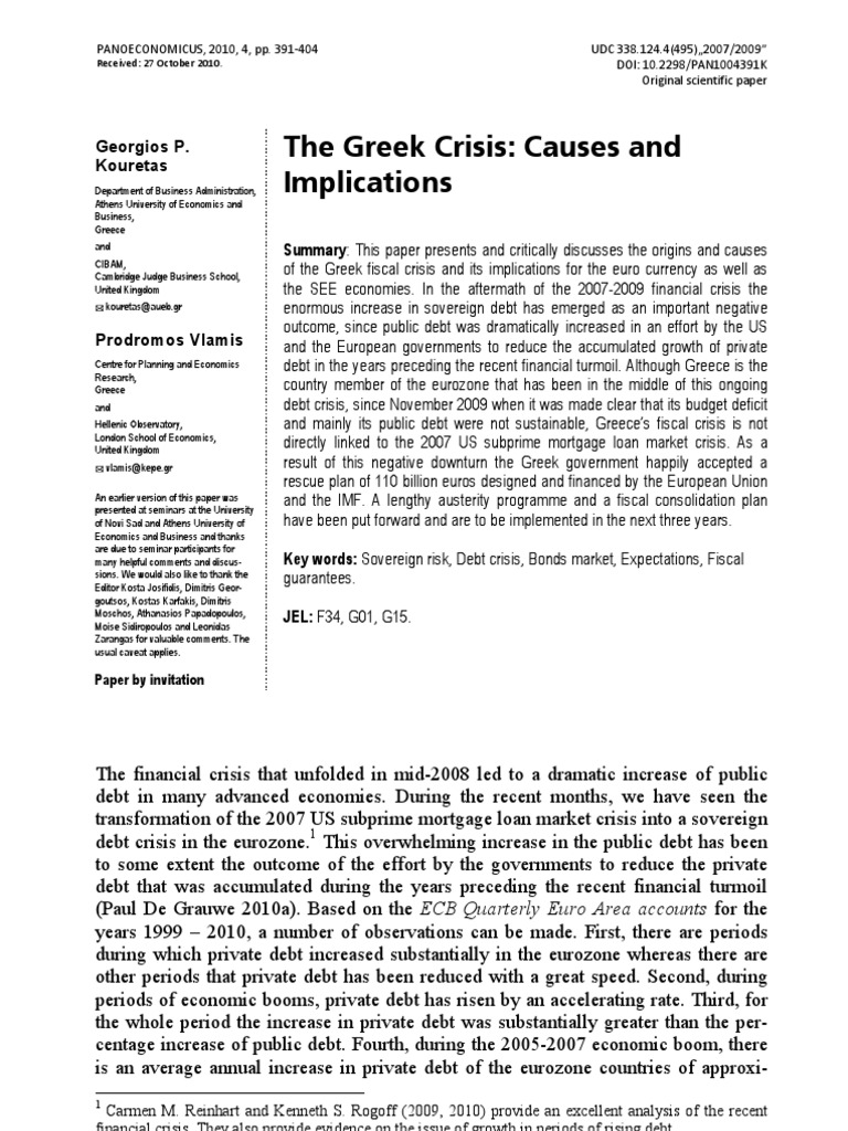 Greek Fiscal Crisis: Causes & Effects | PDF | Greek Government Debt ...